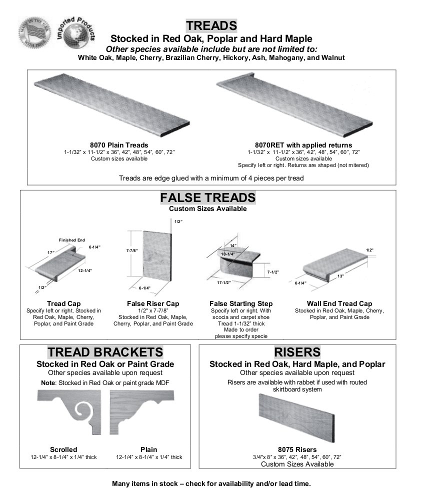 Treads / Risers / Tread Brackets | Builders Stair Supply Inc