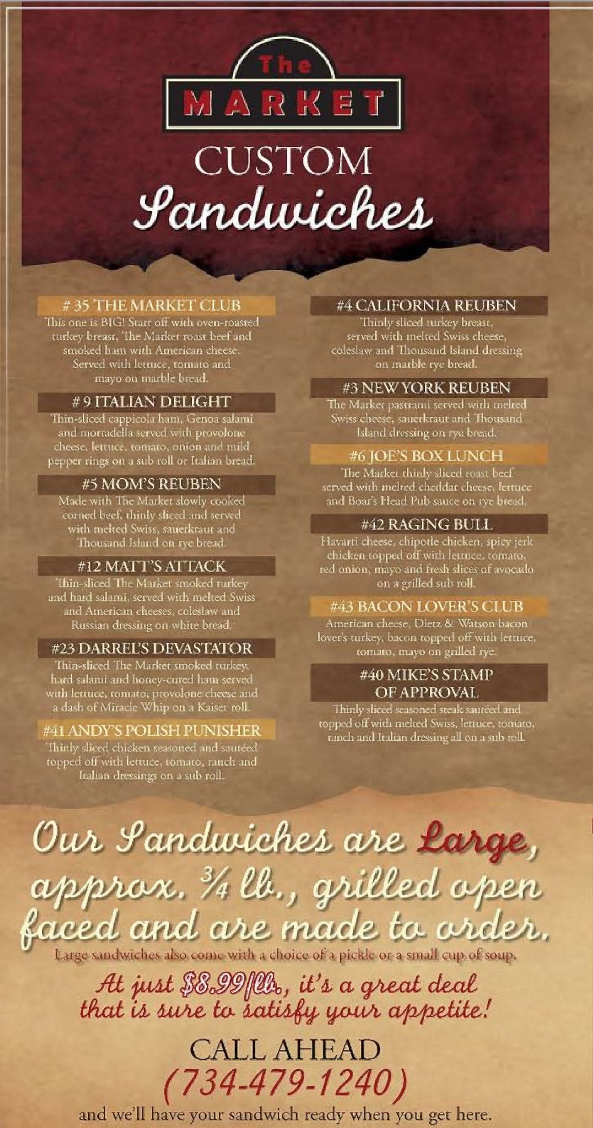 Full Menu | Brownstown, MI | The Market