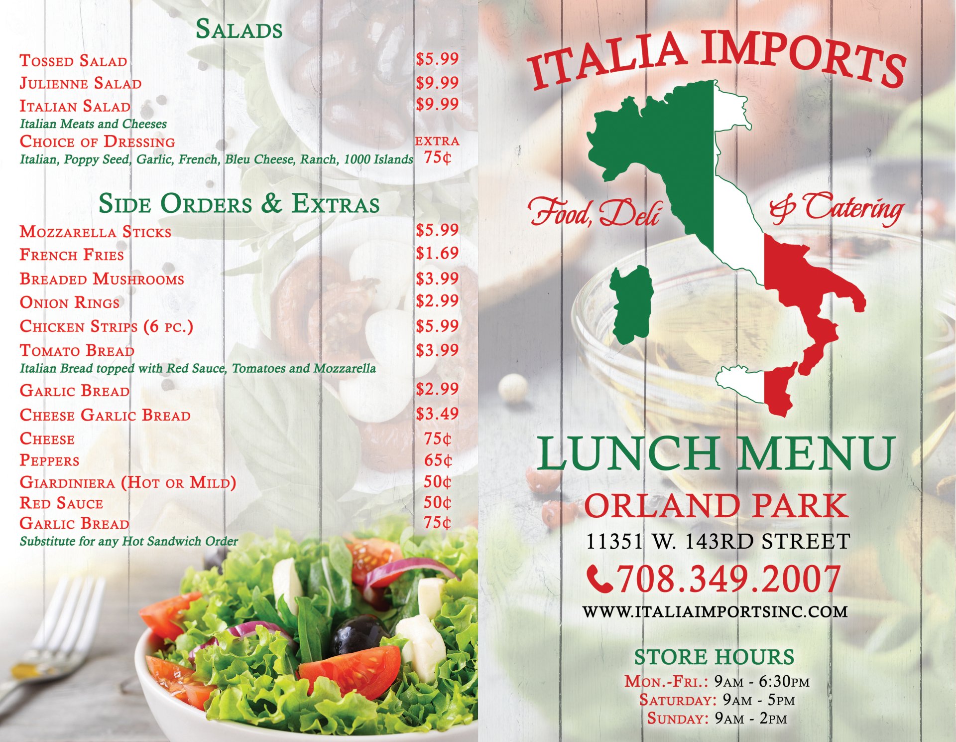 Italian Menu | Orland Park, IL | Italia Imports