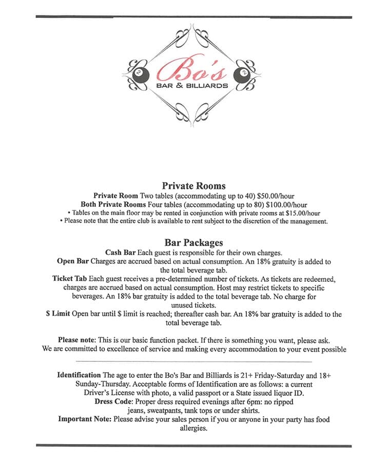 Pool Room - Warwick, RI - Bo's Bar and Billiards