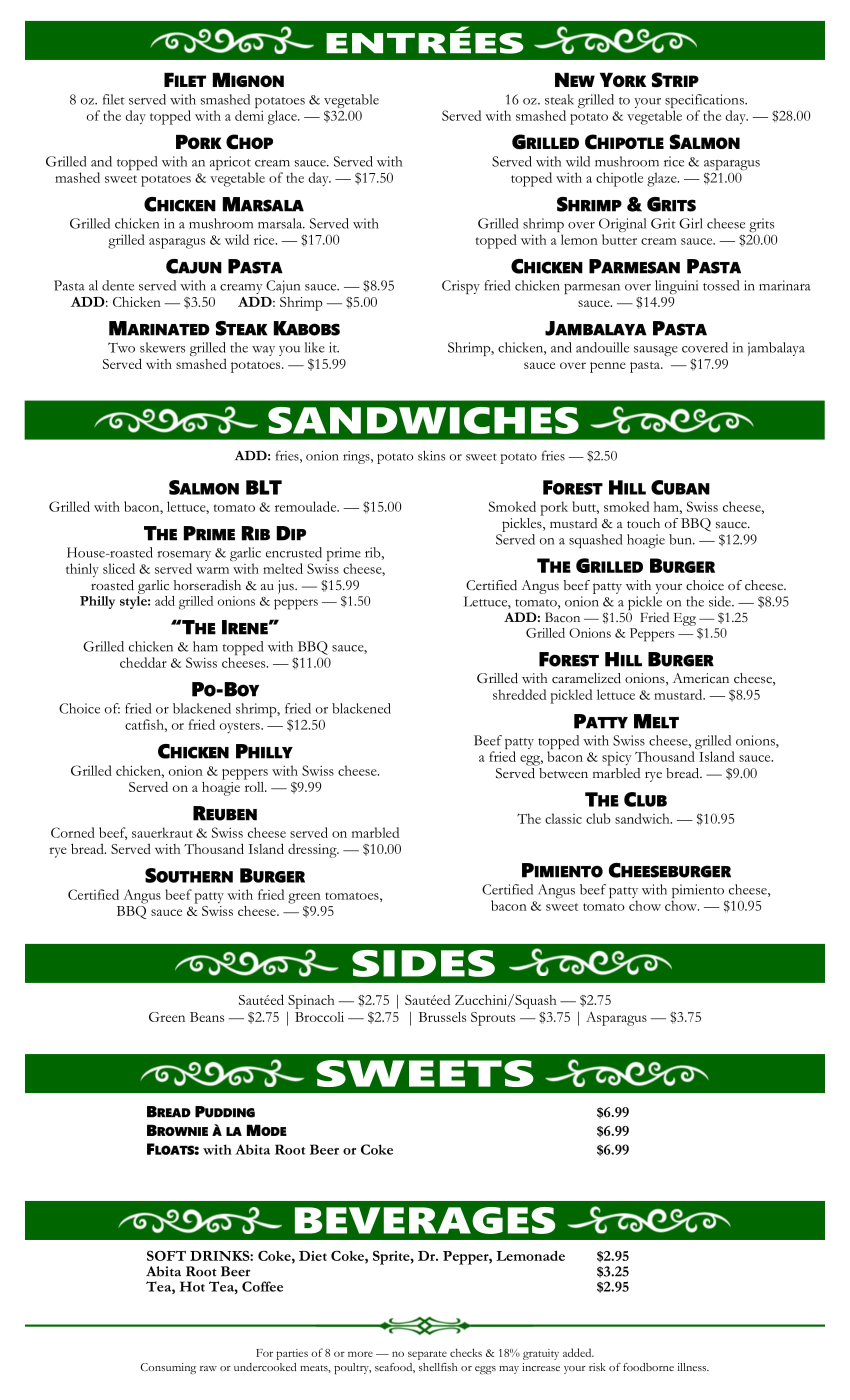 Regular Menu