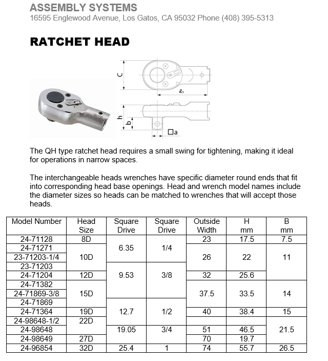 Ratchet Head | Skye Industries, Inc