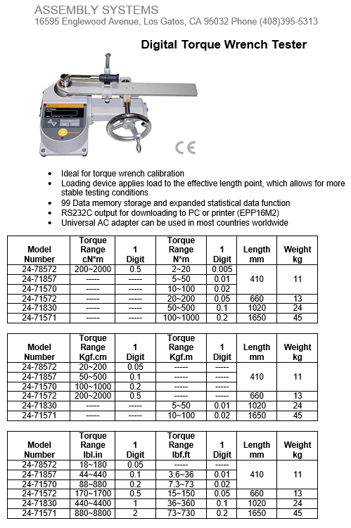 Digital Torque Wrench Tester | Skye Industries, Inc