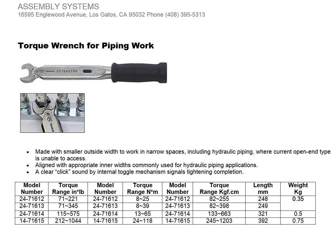 Torque Wrench for Piping work | Skye Industries, Inc