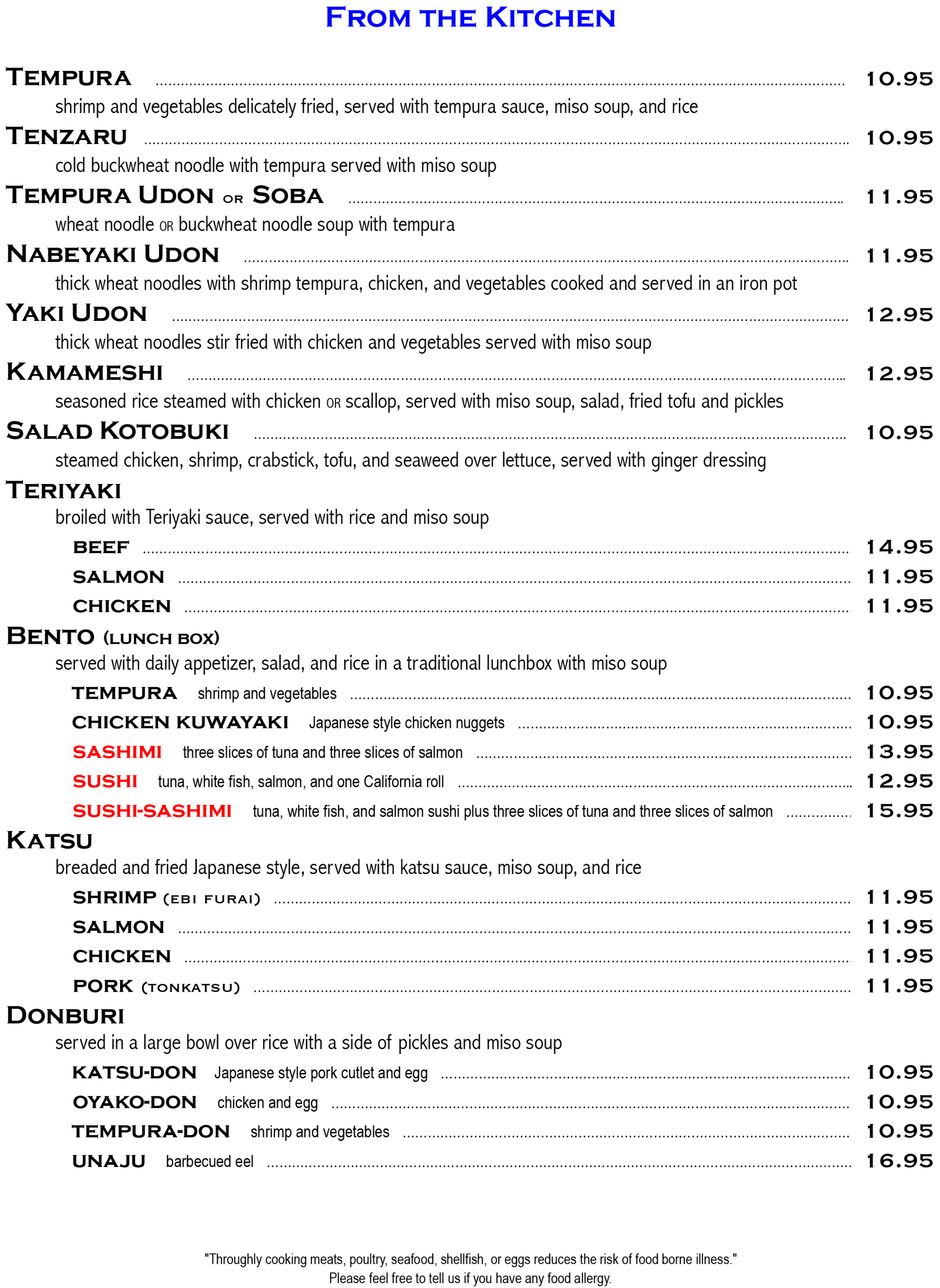 Menu at a glance | Kotobuki Japanese Cuisine