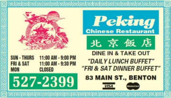 Contact Us | Peking Chinese Restaurant
