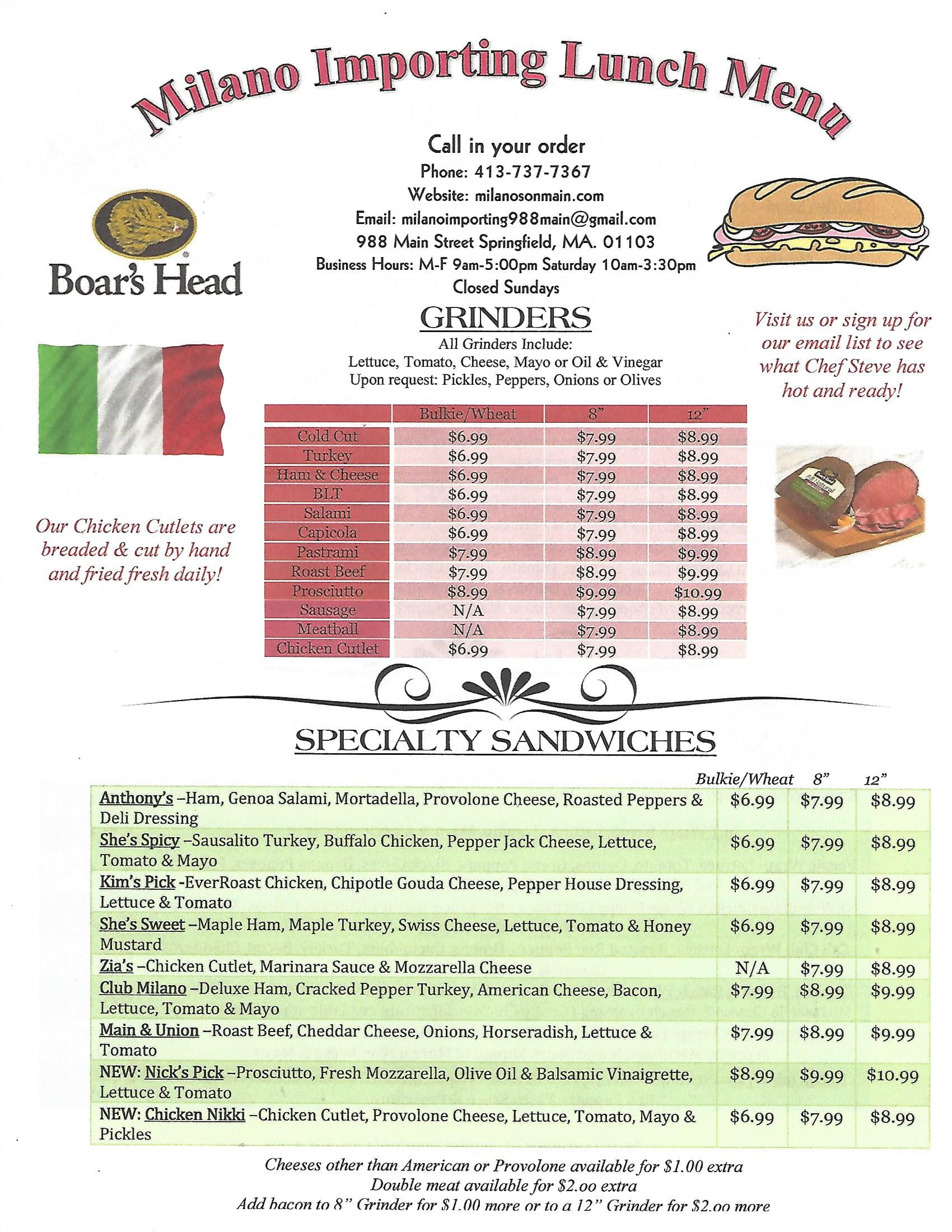 Lunch Specials | Springfield, MA | Milano Imports